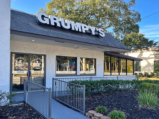 The unassuming exterior of Grumpy's belies the breakfast magic happening inside. Like finding a winning lottery ticket in your jeans pocket.