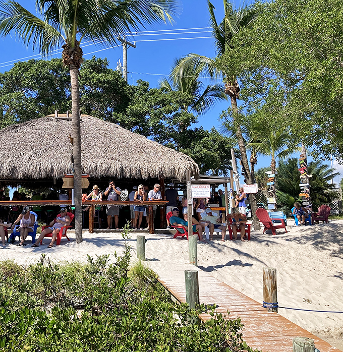 Paradise found: The tiki bar area offers sand between your toes and rum in your glass&mdash;the quintessential Florida afternoon delight.