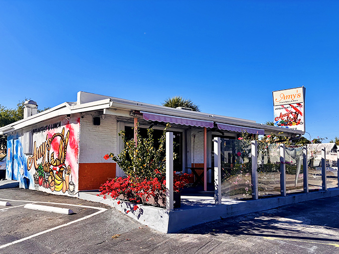 The unassuming exterior of Amy's French Bakery & Bistro hides a culinary treasure that's worth the drive from anywhere in Florida.
