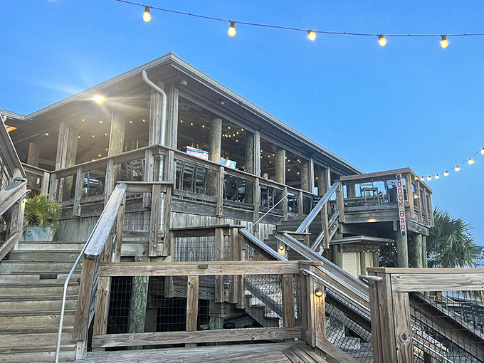 Weathered wooden staircases lead to seafood paradise &ndash; Boshamps' multi-level deck structure promises views as delectable as what's on your plate.