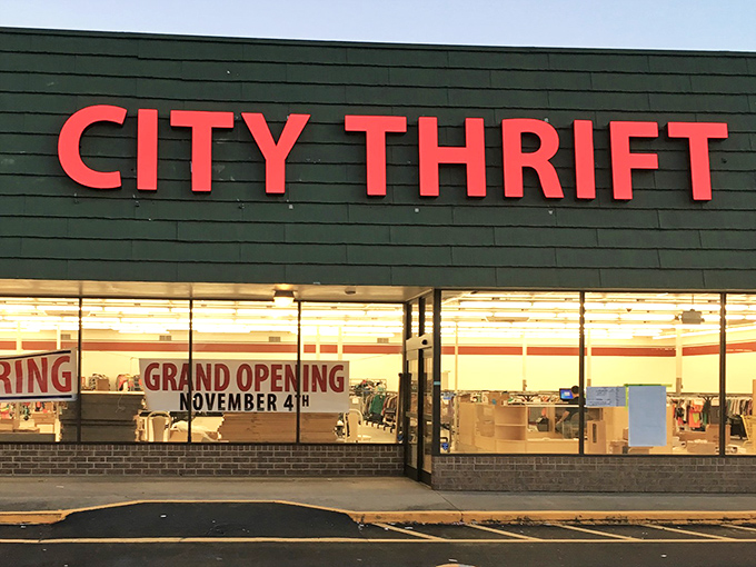 City Thrift&rsquo;s modest exterior and brightly lit sign conceal a treasure trove inside&mdash;like discovering a secret gateway to bargain paradise in suburban Lilburn.