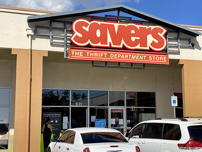 The iconic red Savers sign beckons like a lighthouse for bargain hunters. This Waipahu treasure trove promises adventures in secondhand splendor.