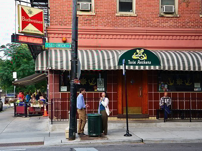 That iconic red brick exterior with striped awning isn't shouting for attention&mdash;it's confident enough to whisper, "The best ribs in Chicago are right through this door."