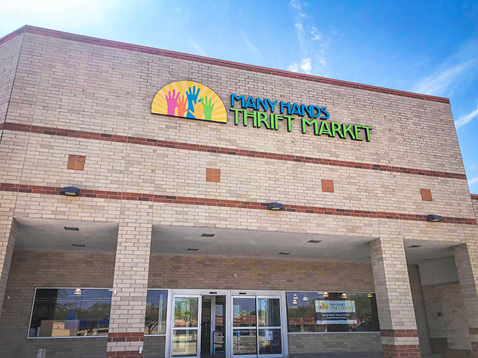 The colorful hands logo promises what awaits inside: a rainbow of possibilities where your treasure hunt begins and your wallet breathes a sigh of relief.