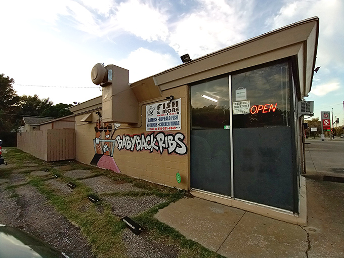 The unassuming exterior of Fish And More proves once again that culinary treasures often hide in plain sight. Kansas seafood? Trust me on this one.