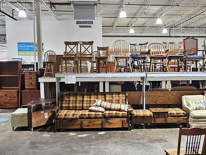 Where green awnings signal green savings, and parking spots fill faster than a Sinatra concert at the Sands.