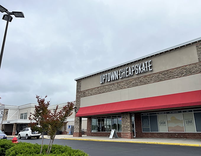 The storefront beckons like a fashion oasis in the suburban landscape. Who knew treasure hunting could look this legitimate?