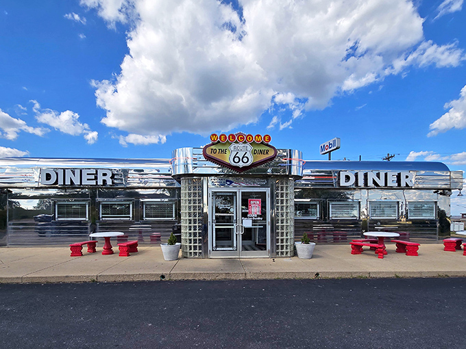 That chrome exterior gleaming in the sunshine is what classic American road trip dreams are made of.