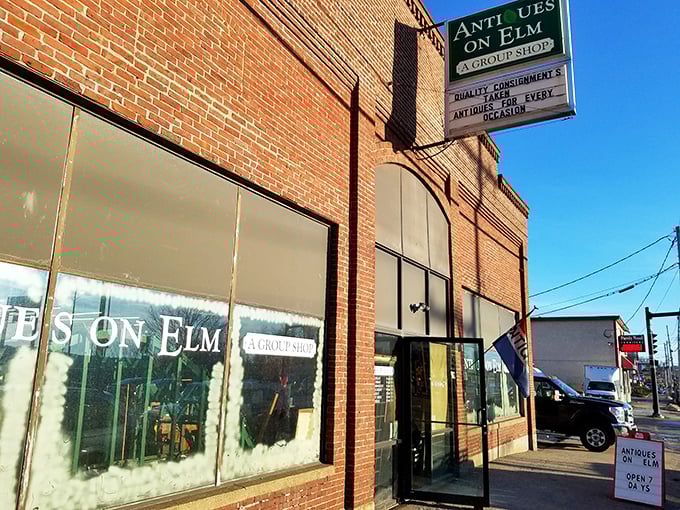 The classic brick exterior of Antiques on Elm houses Manchester's most impressive time capsule, where the past isn't just remembered&mdash;it's for sale!