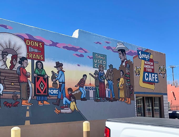 Gallup's artistic side meets its culinary heart &ndash; this colorful mural adjacent to Jerry's Caf&eacute; captures the cultural tapestry that makes this corner of New Mexico so special.