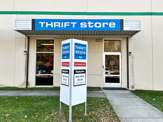 The entrance beckons like a portal to secondhand nirvana, promising treasures beyond your wildest yard sale dreams.