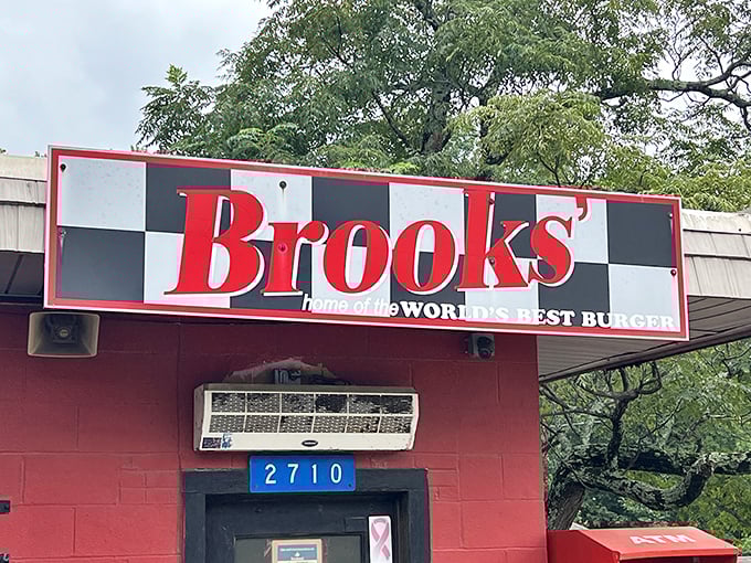 The iconic Brooks' sign promises "the world's best burger" &ndash; a bold claim that generations of Charlotte locals will passionately defend to the death.