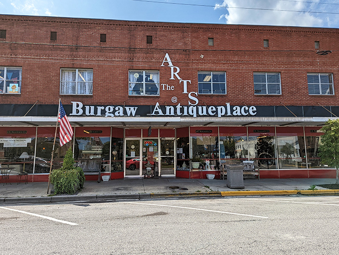 The brick fa&ccedil;ade of Burgaw Antiqueplace stands like a time portal on Main Street, promising treasures that won't break the bank.