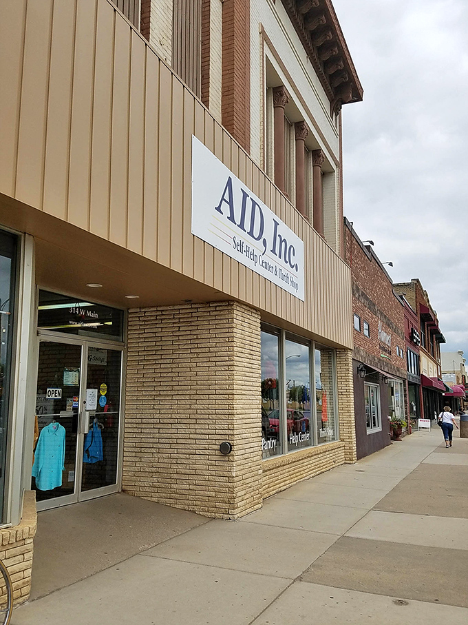 That classic brick facade with vintage architectural details houses the treasure trove you've been driving past forever.