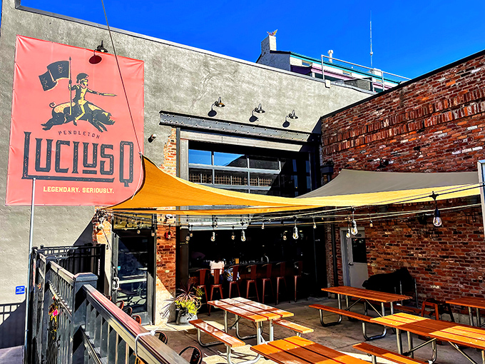 That distinctive awning inviting you inside like a portal to barbecue paradise, minus the harp music.