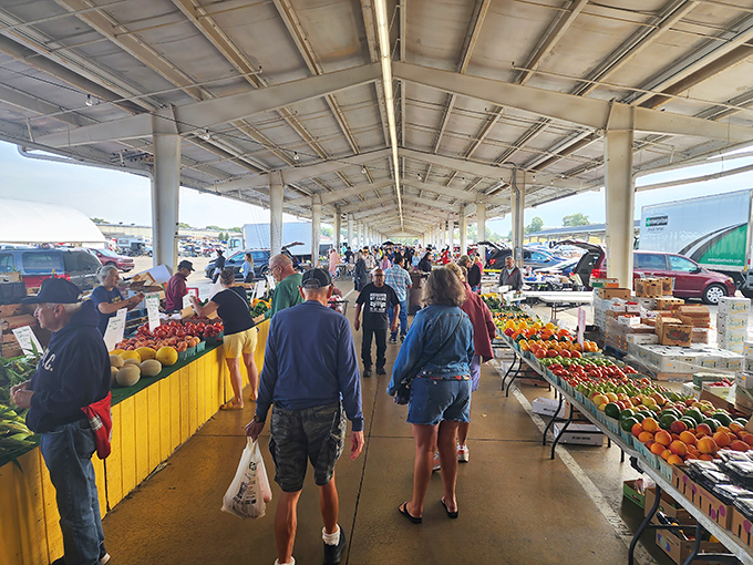 Under those covered pavilions, fresh produce shines brighter than your neighbor's questionable garden sculptures ever could.