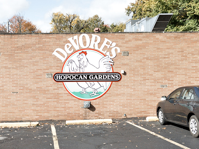 The DeVore's sign promises chicken, and brother, they deliver on that promise with interest.