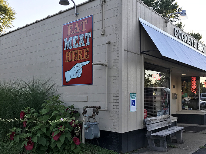 The "EAT MEAT HERE" sign outside doesn't beat around the bush—this is where carnivorous dreams come gloriously true.