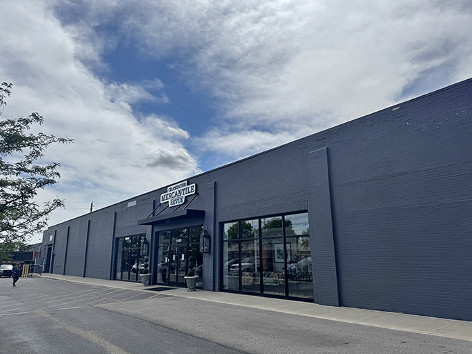 From this angle, the sleek gray building looks like any other storefront, but inside awaits Columbus's most magnificent furniture museum where everything's for sale.