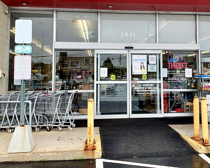 The unassuming entrance to treasure-hunting paradise. Those shopping carts aren't just waiting&mdash;they're anticipating the bounty you'll soon discover inside.