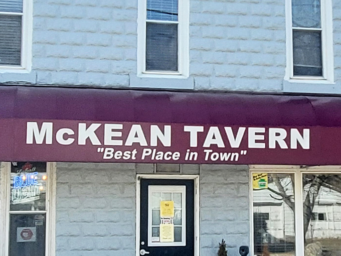 The stone facade and burgundy awning combination feels like Pennsylvania's version of Cheers&mdash;where everybody might not know your name yet, but they'll remember your wing order.