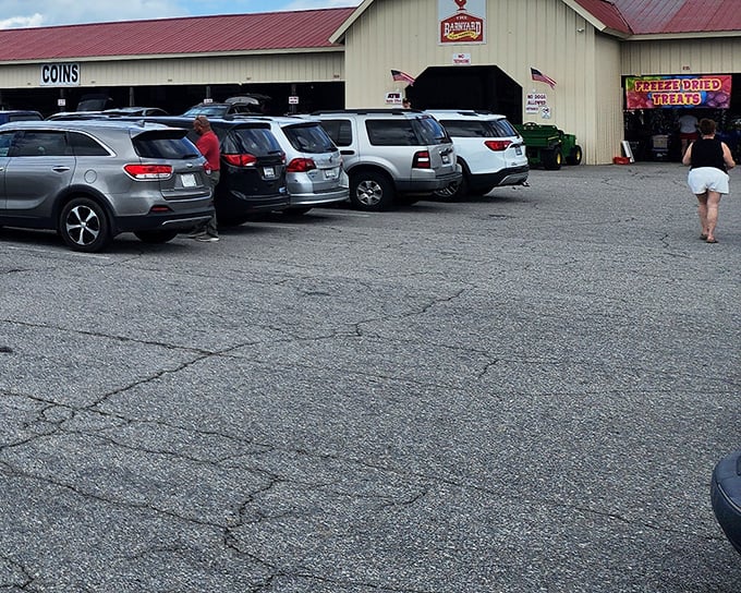 The Barnyard Flea Market's parking lot fills early – treasure hunters know the early bird catches the vintage doorknob.