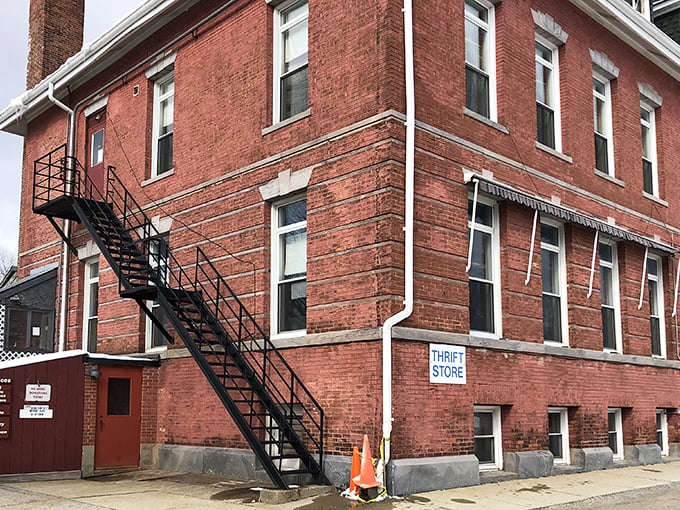 The classic brick exterior of Open Door Mission stands as a Rutland landmark, where treasures and second chances await behind those doors.