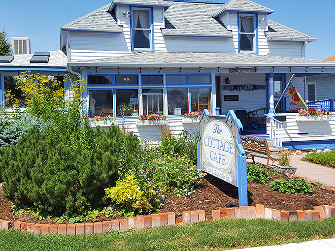 The storybook charm of this blue-trimmed cottage isn't false advertising&mdash;it's the perfect prelude to the sandwich magic happening inside.
