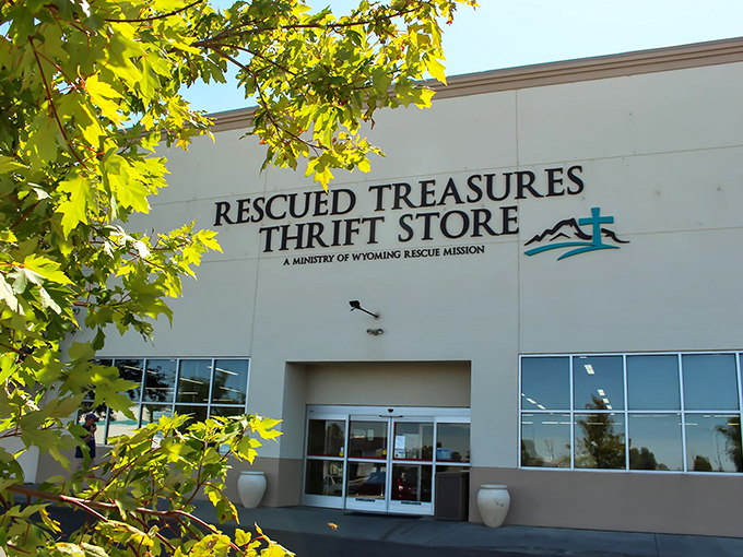The unassuming exterior of Rescued Treasures belies the wonderland within. Like finding a portal to bargain heaven tucked between everyday Wyoming storefronts.