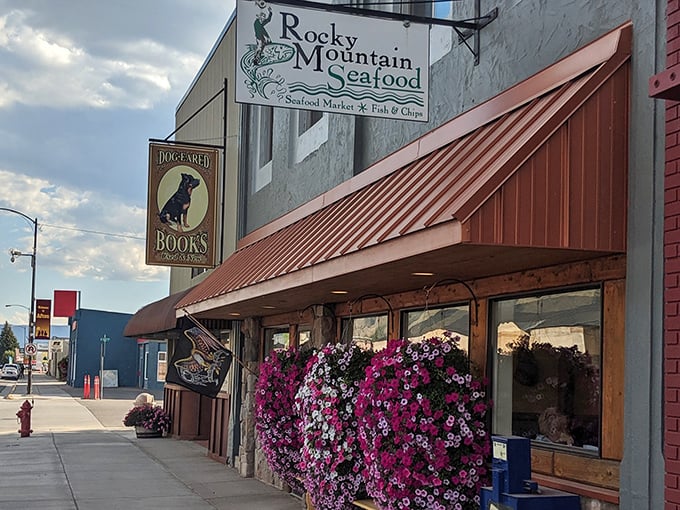 The unassuming storefront with its vibrant flower baskets might fool you, but locals know this is Wyoming's answer to coastal seafood cravings.