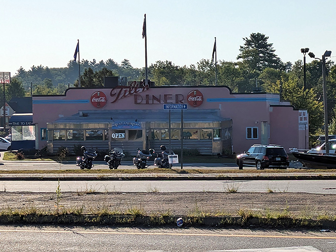 A roadside view that promises comfort food salvation. This pink-and-chrome time machine has been fueling road trips and curing hangovers for generations.