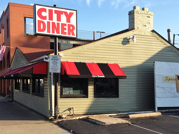 The iconic red sign of City Diner stands like a beacon for hungry Richmonders seeking breakfast salvation.