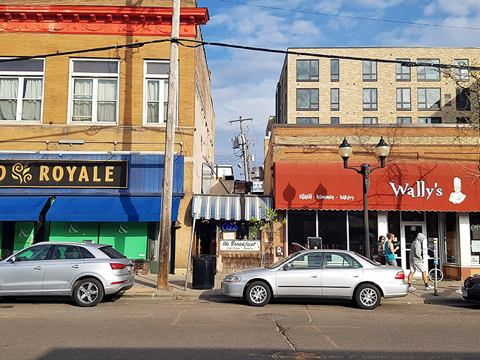 The blue-striped awning and weathered shingles of Al's aren't just charming&mdash;they're a beacon of breakfast hope in Dinkytown's bustling landscape.