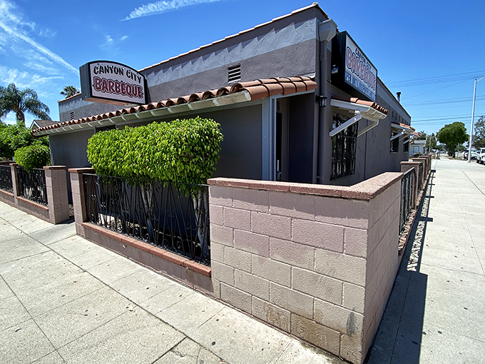 The unassuming exterior of Canyon City Barbeque in Azusa hides culinary treasures within. Sometimes the best food comes from places that whisper rather than shout.