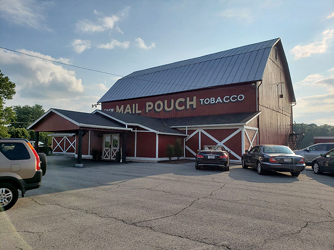 Another angle of this agricultural cathedral reveals why locals make the pilgrimage. When a barn promises steak, you listen.
