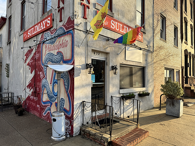 The corner spot that launched a thousand breakfast dreams. Sulimay's vibrant exterior stands as a colorful beacon of hope for hungry Philadelphians.