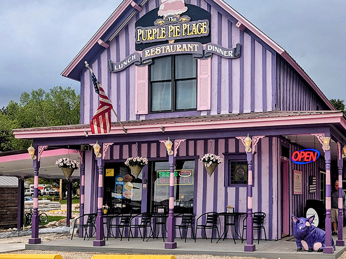 That purple-striped exterior isn't just eye-catching&mdash;it's a beacon calling you to pie paradise in the Black Hills.