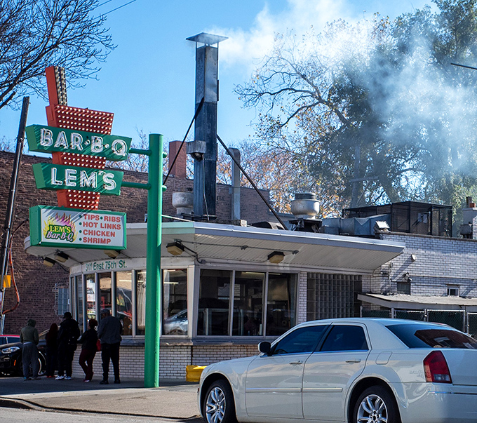 That iconic neon sign beckons like a smoky siren call. When you see that chimney puffing away on 75th Street, you know good things await.