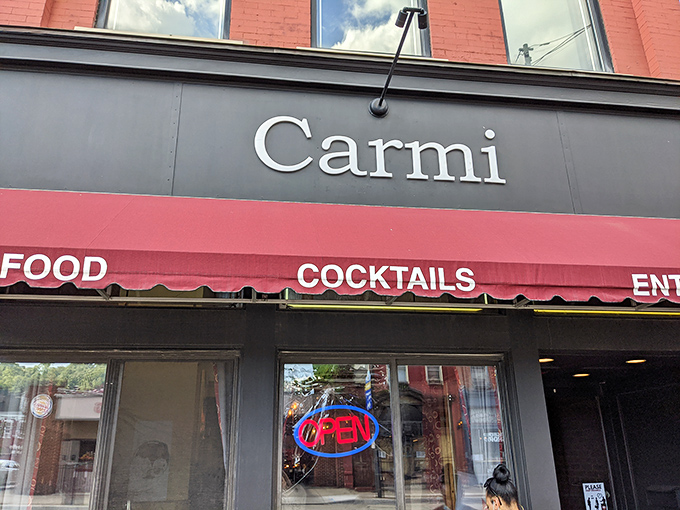 Step right up to Carmi, where the red awning and &ldquo;Open&rdquo; sign feel like a warm Southern hug in Pittsburgh.