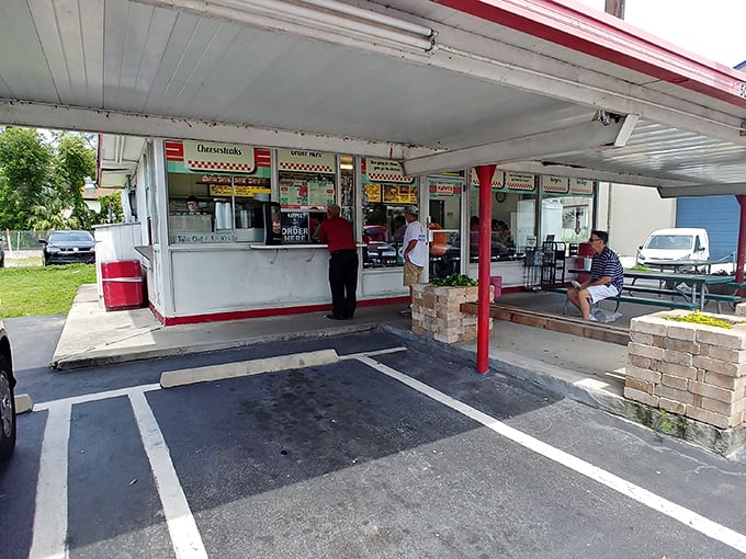 The unassuming exterior of Kappy's hides culinary treasures within. No fancy signage needed when the food speaks volumes.