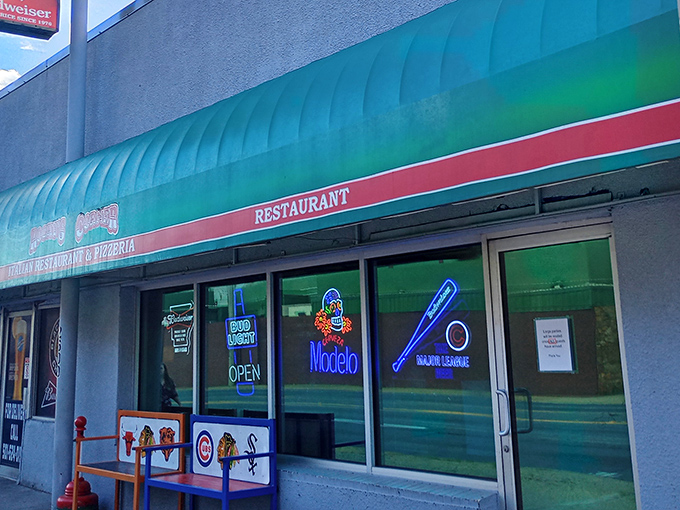 That green awning and Chicago sports logos tell you everything before you even walk in the door.