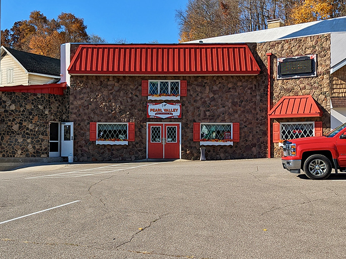 The stone cottage with its distinctive red roof isn't just charming&mdash;it's a siren call to cheese lovers everywhere. Swiss architecture meets Ohio hospitality!