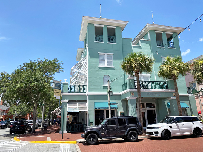 The mint-green facade of Downtown Diner stands out in Celebration like a perfectly toasted marshmallow in a sea of s'mores. Florida charm with a side of nostalgia.
