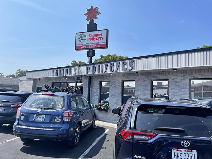 The unassuming brick exterior of Campus Pollyeyes hides culinary treasures that have sustained generations of Bowling Green students and locals alike.