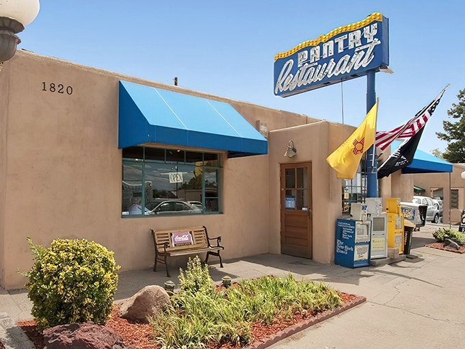 A welcoming bench invites you to rest your feet while contemplating the life-changing breakfast tacos waiting just beyond that wooden door.