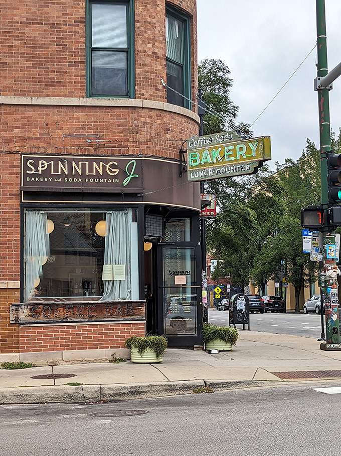 The corner where nostalgia meets butter and sugar. Spinning J's vintage sign promises&mdash;and delivers&mdash;a trip back to simpler, sweeter times.