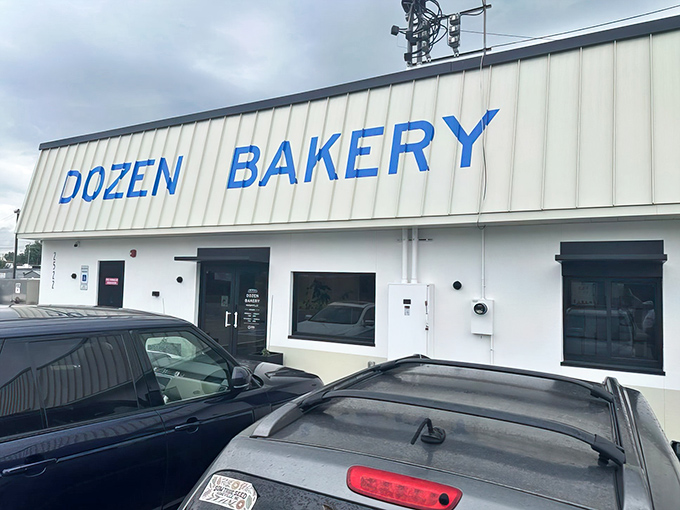 The bold blue lettering against white siding isn't just signage&mdash;it's a beacon for carb enthusiasts seeking Nashville's finest baked treasures.