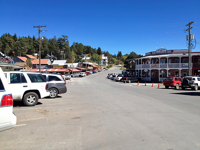 Burro Avenue stretches before you like a Western movie set, where free parking feels like finding treasure in today's world of paid everything.