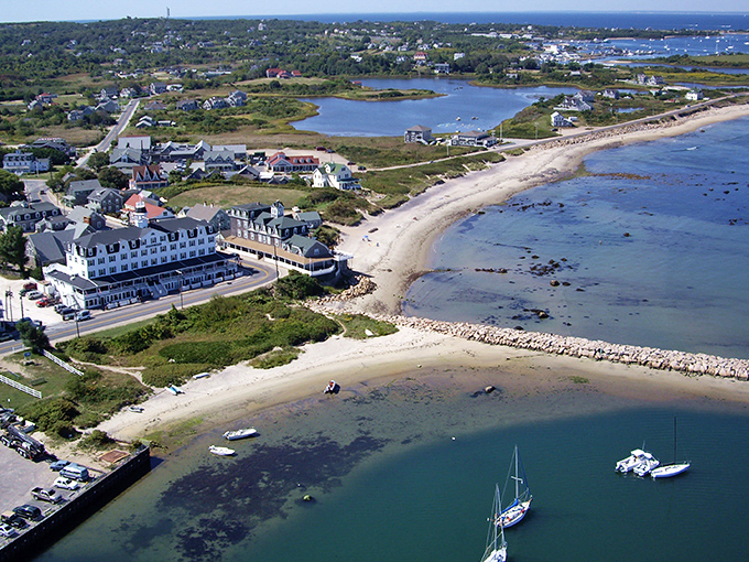 From this aerial view, Block Island looks like Mother Nature's perfect cocktail of beaches, greenery, and charming coastal homes.