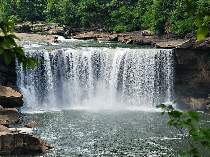 Nature's perfect curtain call - Cumberland Falls drops 68 feet with theatrical flair, creating a misty stage where rainbows make surprise appearances.